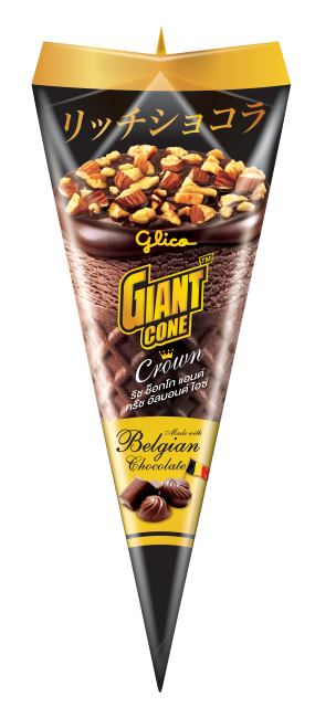 Giant Cone Crown Rich Choco & Crushed Almonds Ice | Thai Glico Co., Ltd.